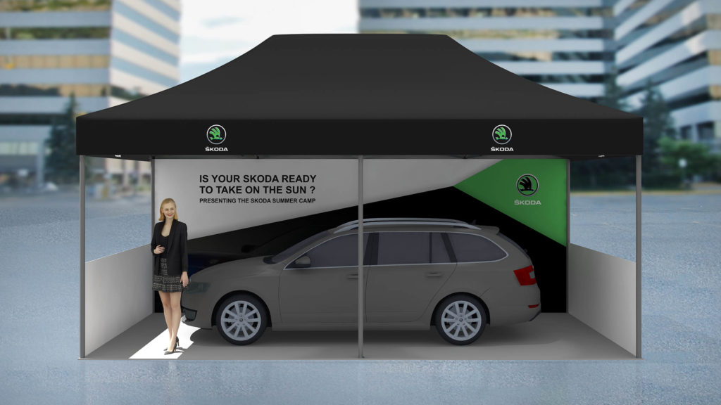 ABO0027 - Tent, 2 Tables, Back and Side Walls, 2 Flags - Insta Brand ...