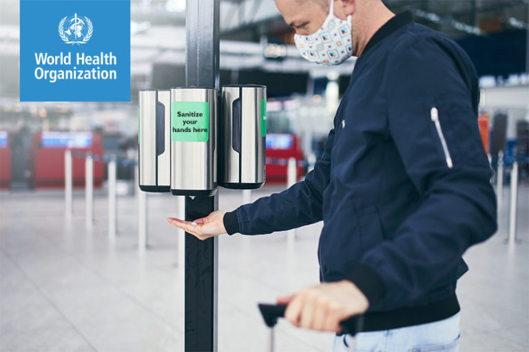 WHO Approved hand sanitizer stations in public areas